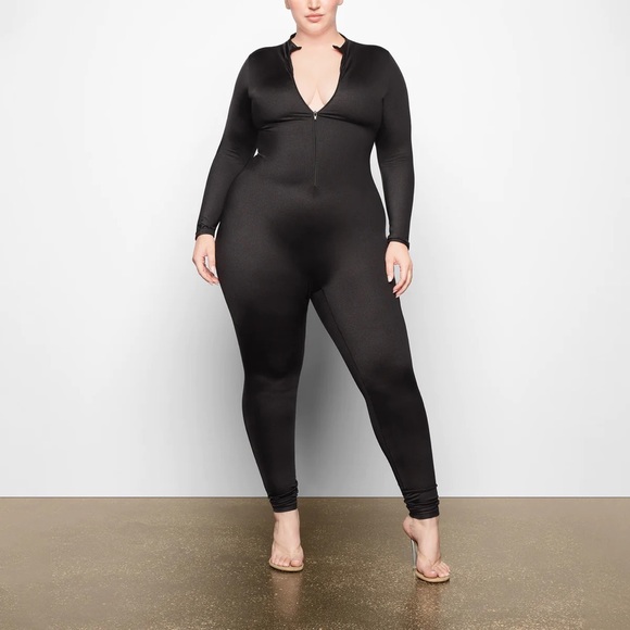 SKIMS | Pants & Jumpsuits | Skims Allinone Shine Mock Neck Long Sleeve ...